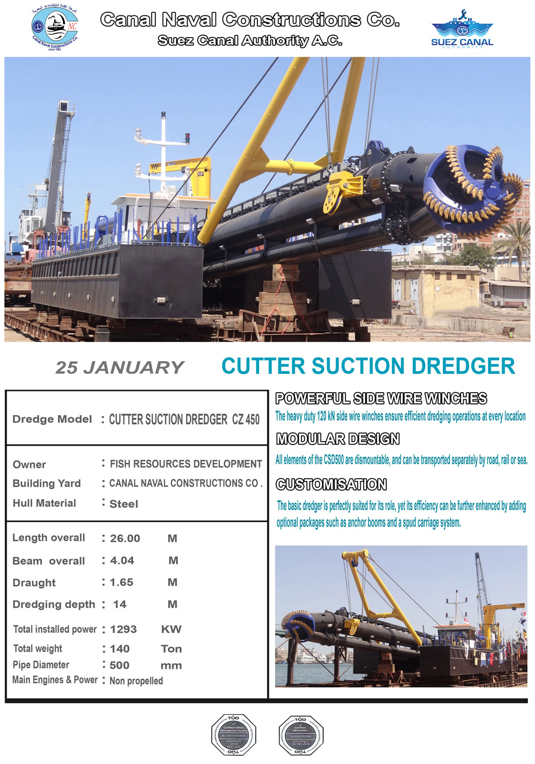 Cutter Suction Dredger – Port Said for Engineering works & Naval ...
